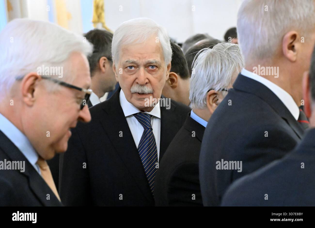 Russian Ambassador to Belarus Boris Gryzlov (center) before the meeting ...