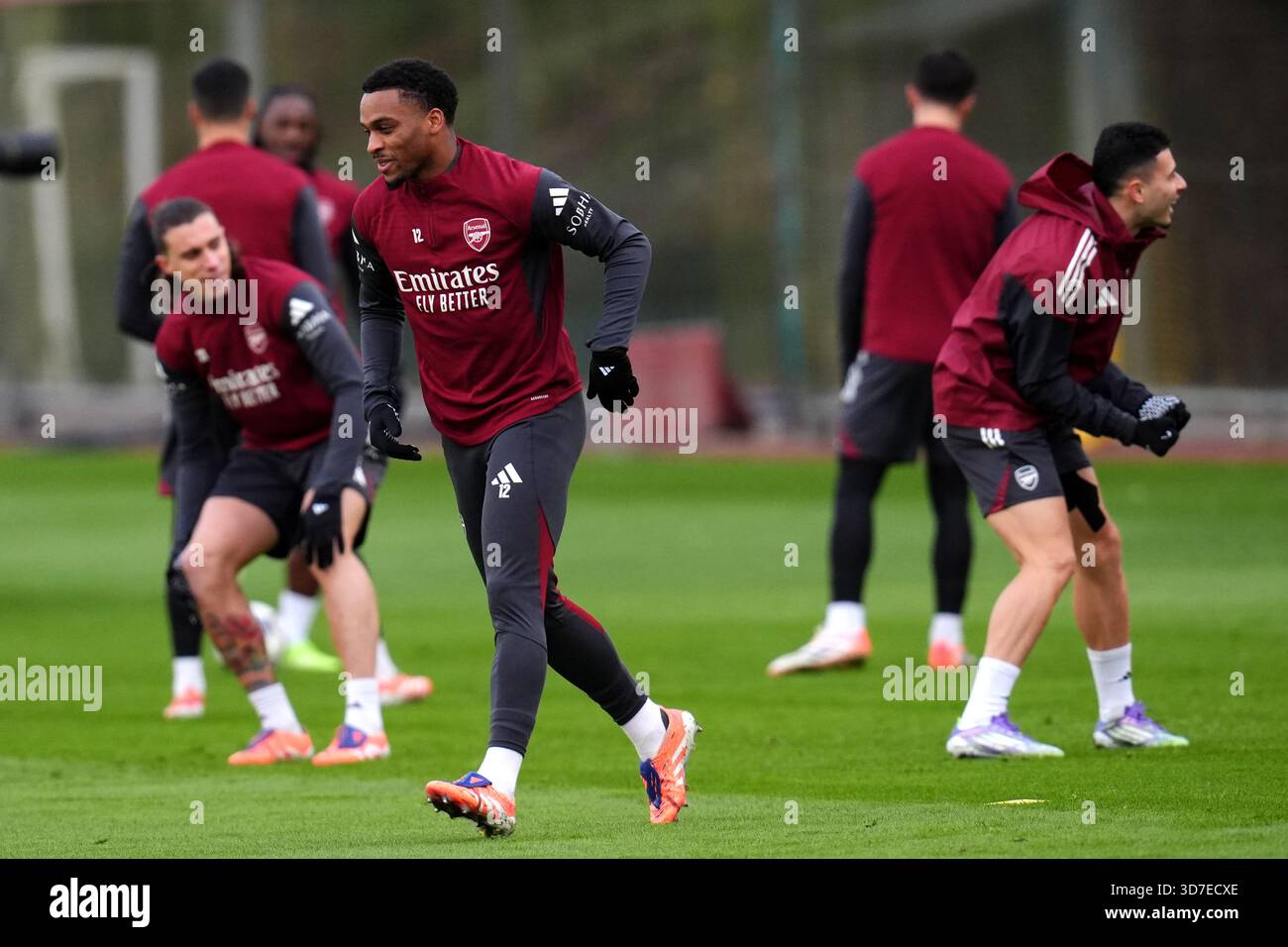 Arsenal's Jurrien Timber during a training session at the Sobha Realty ...