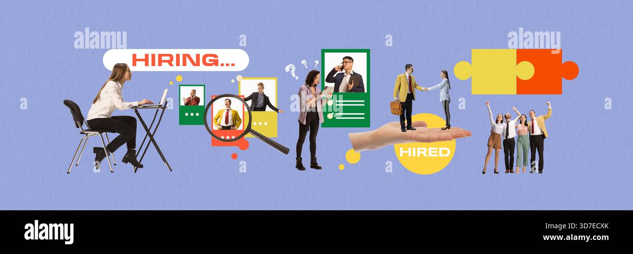 Colorful poster with 9 models of hiring process and recruitment ...