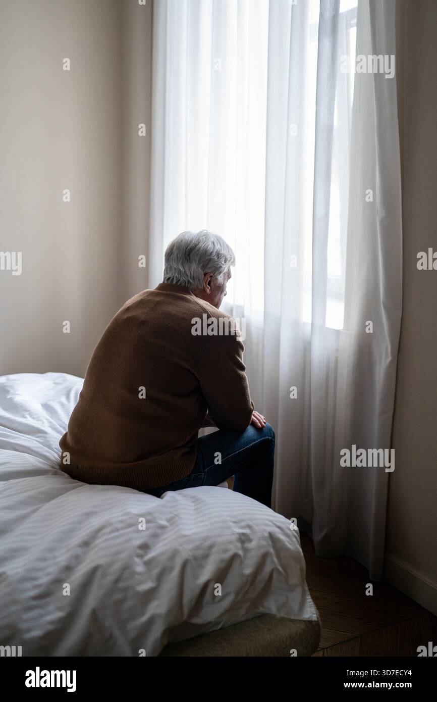 Sad old man in emotional numbness, physical fatigue and cognitive ...