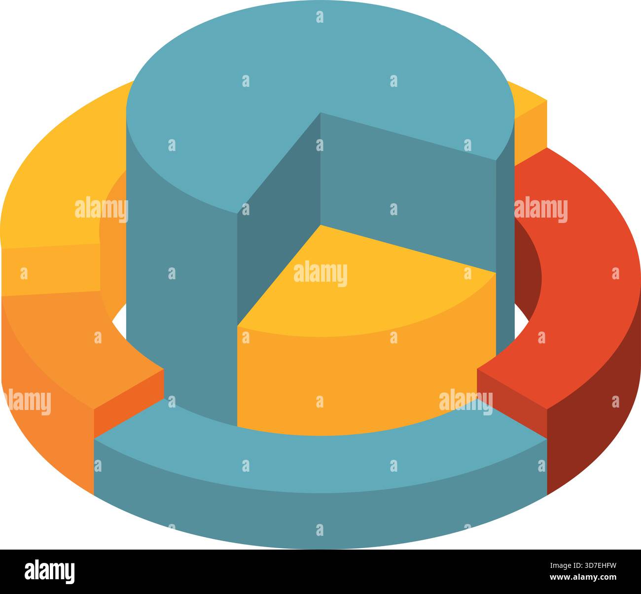 A pie chart is shown in different colors, with blue, yellow, and red ...