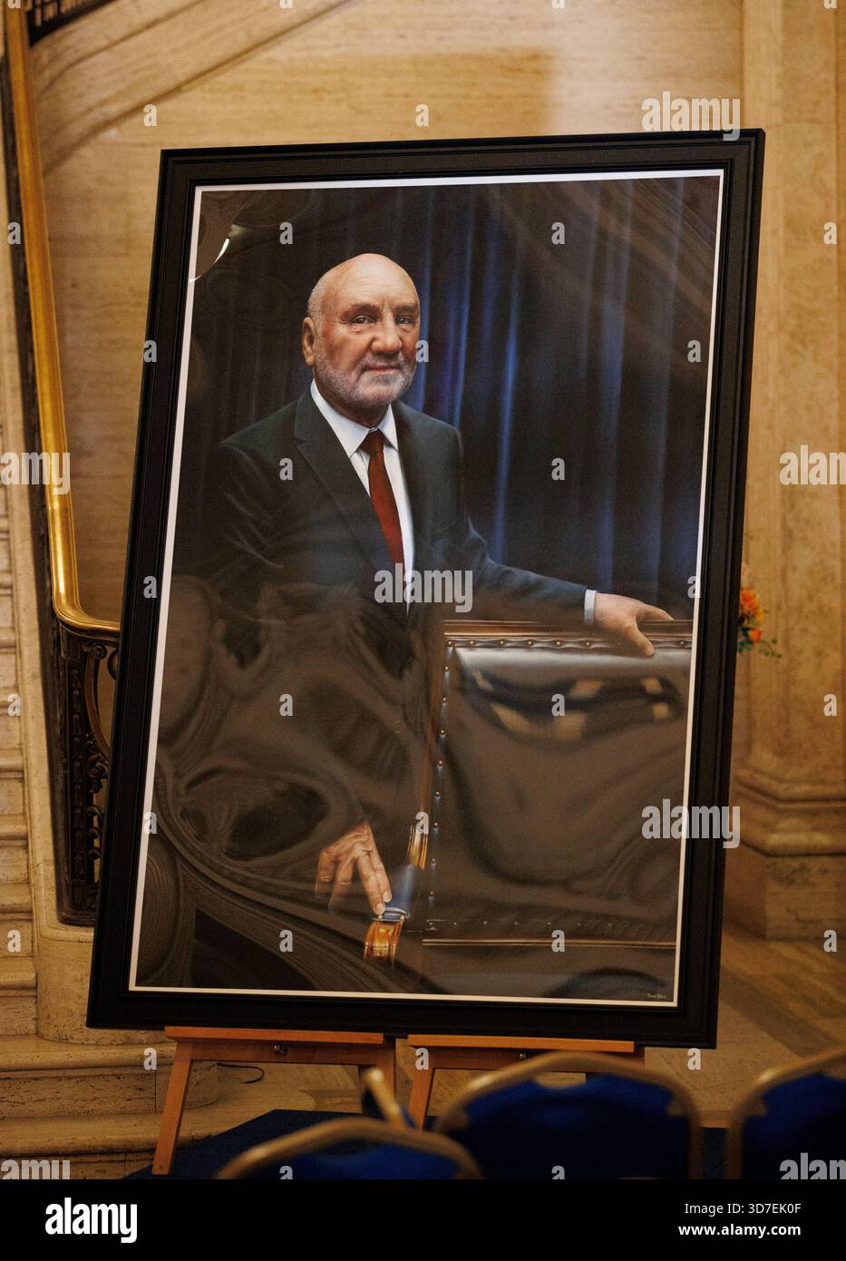 A portrait of former Stormont speaker Alex Maskey is unveiled at ...