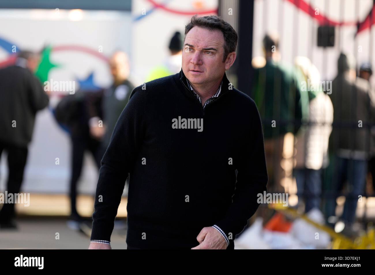 Michigan State head coach Jonathan Smith arrives at Kinnick Stadium ...
