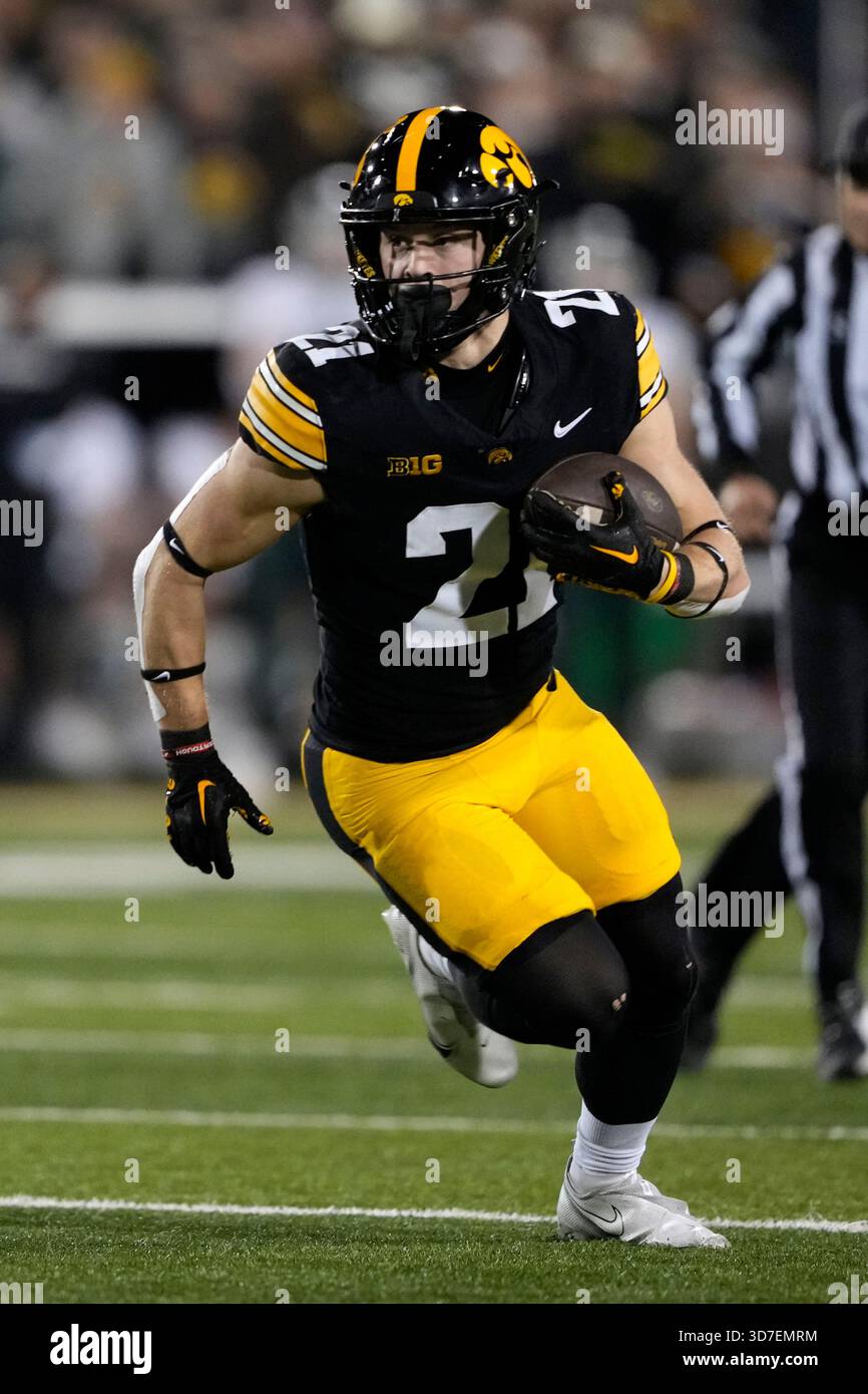 Iowa wide receiver Kaden Wetjen runs up field during the second half of ...