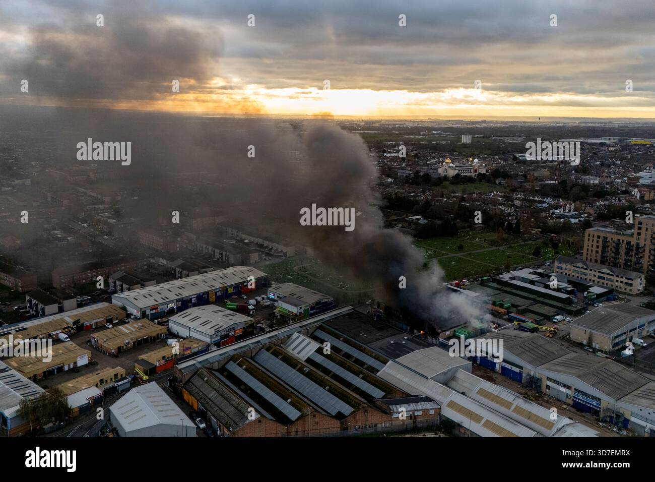 Firefighters attending a fire in Southall, west London, where around ...