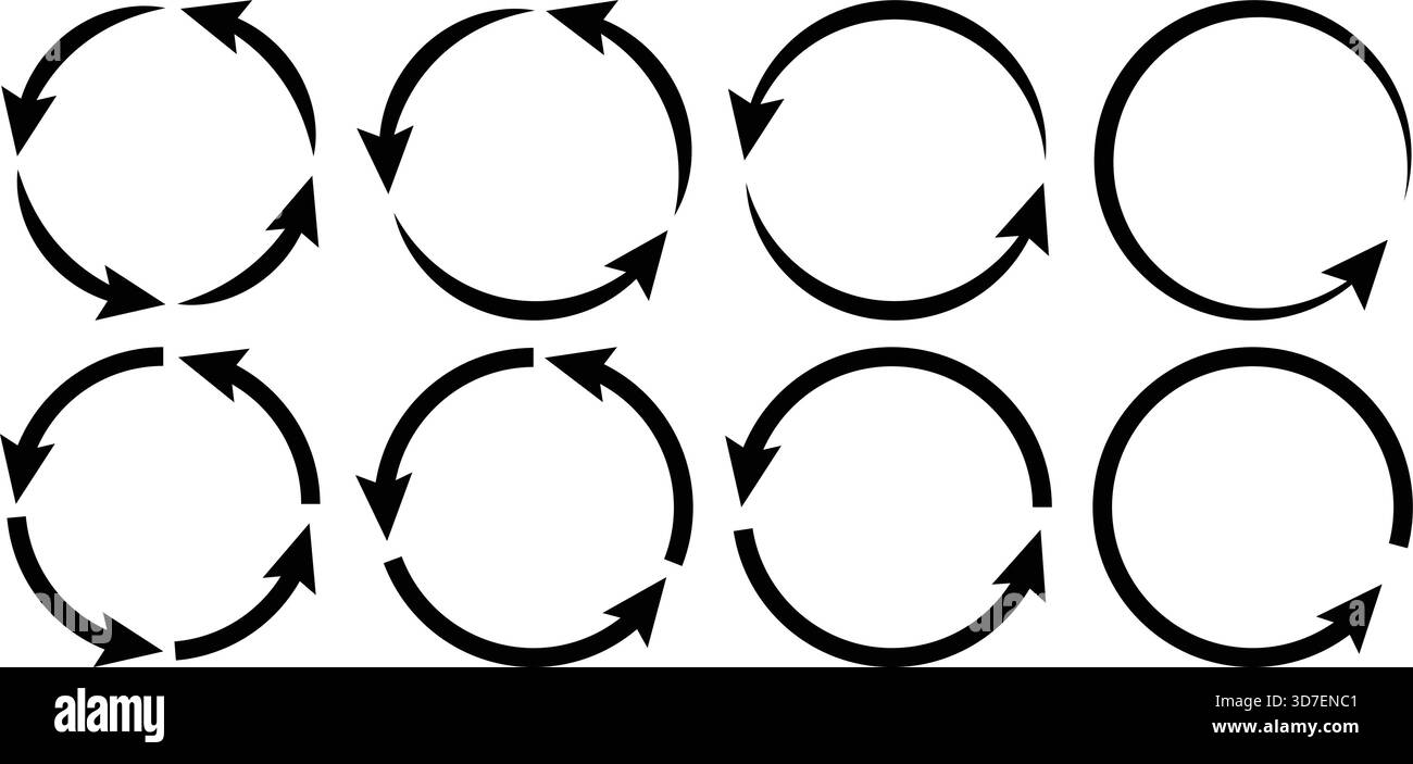 Circular Rotation Arrow Icons for Cycle Process and Refresh Direction ...