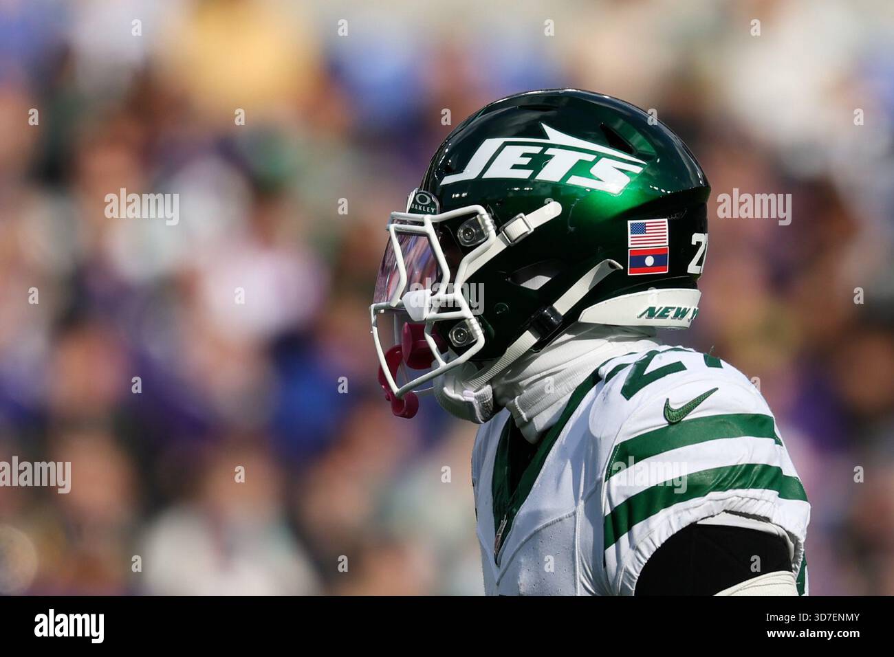 New York Jets safety Malachi Moore helmet is seen with an international ...