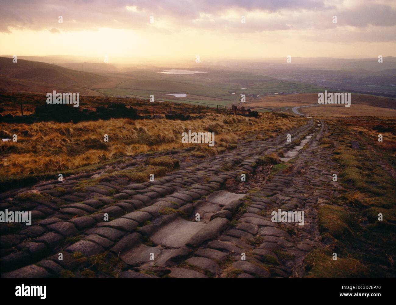 Blackstone Edge Long Causeway crossing the boundary between West ...