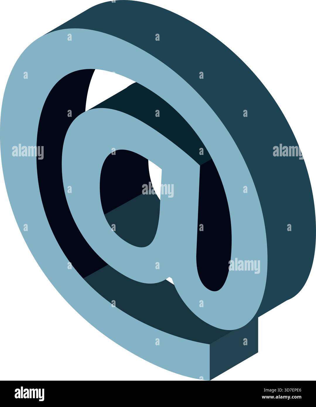 A blue 3D image of an email symbol. The email symbol is a blue circle ...
