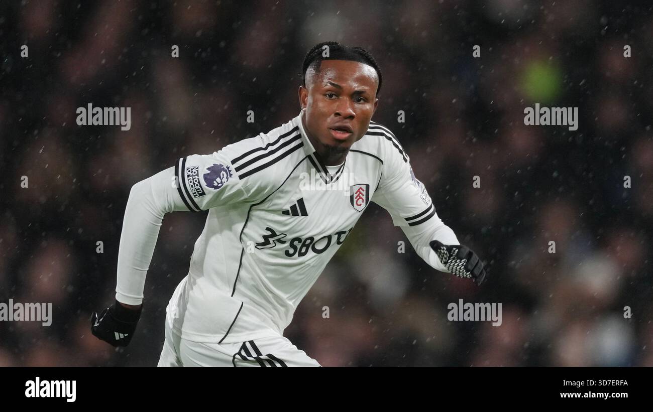 Fulham's Samuel Chukwueze runs into position during the English Premier ...