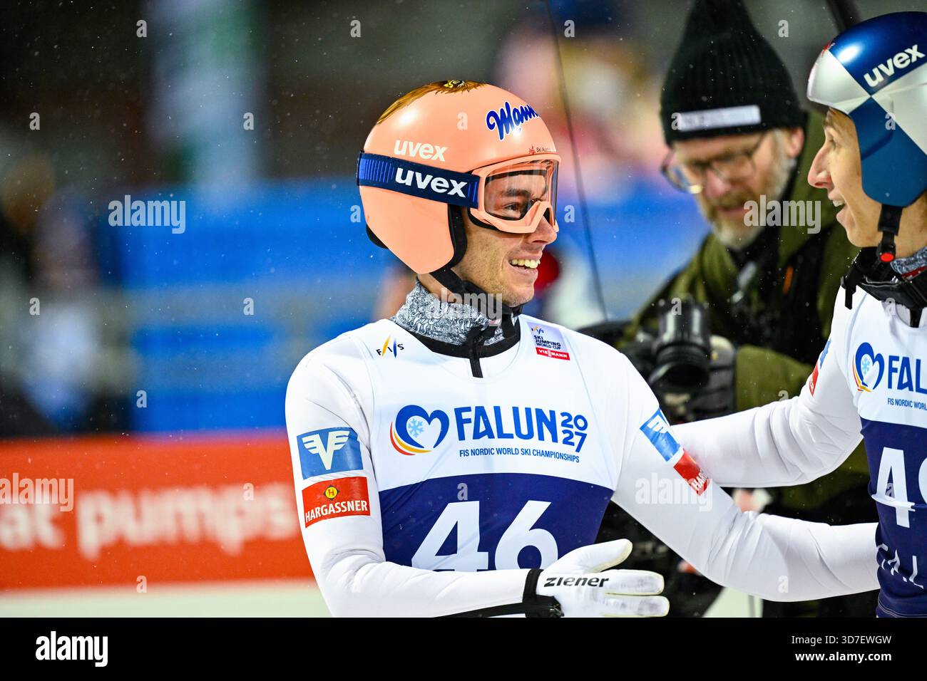 FALUN, SWEDEN 20251125Austria's Stefan Kraft celebrates after winning ...