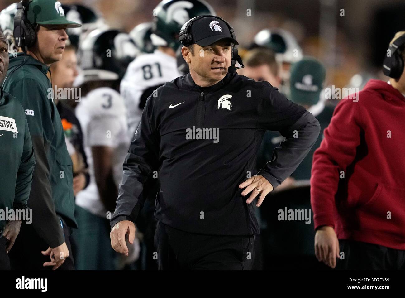 Michigan State head coach Jonathan Smith watches from the sideline ...