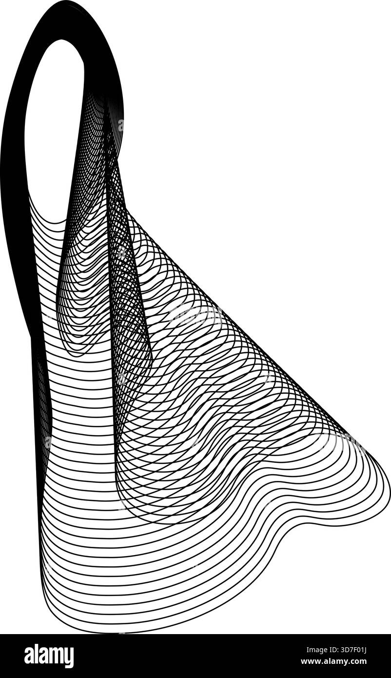 Circular void surrounded by irregular contour lines with layered curved ...