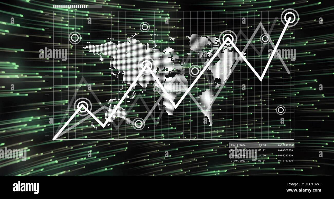 Displaying white zigzag line graph centered on virtual dashboard ...