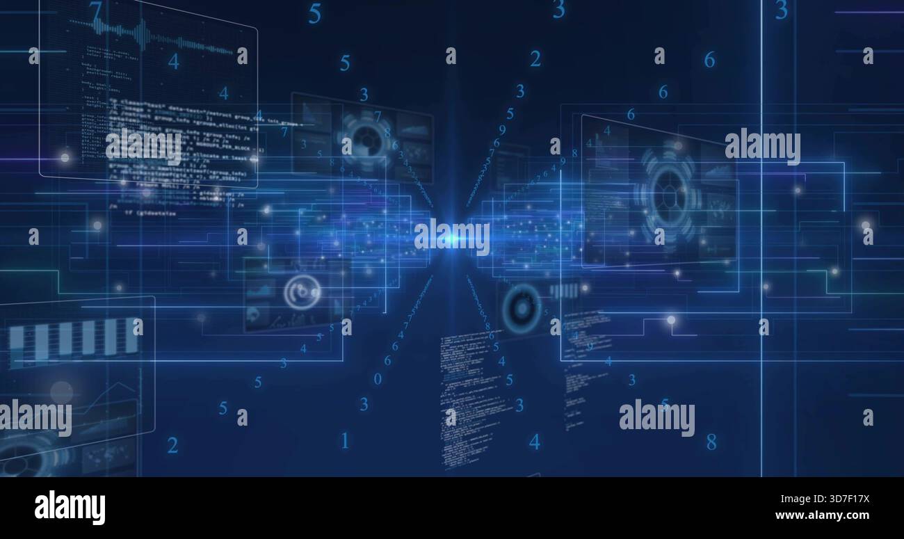 Streaming data conduit and HUD panels drawing user into virtual tunnel ...