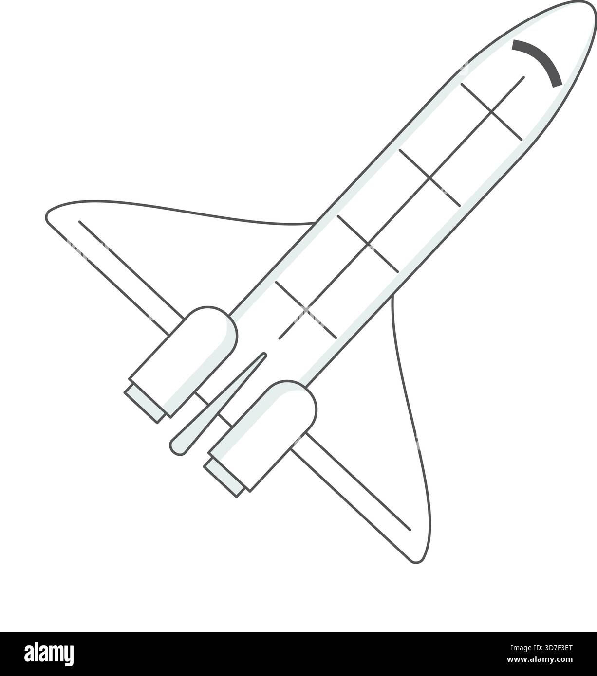 A white space shuttle is flying through the sky. The space shuttle is ...
