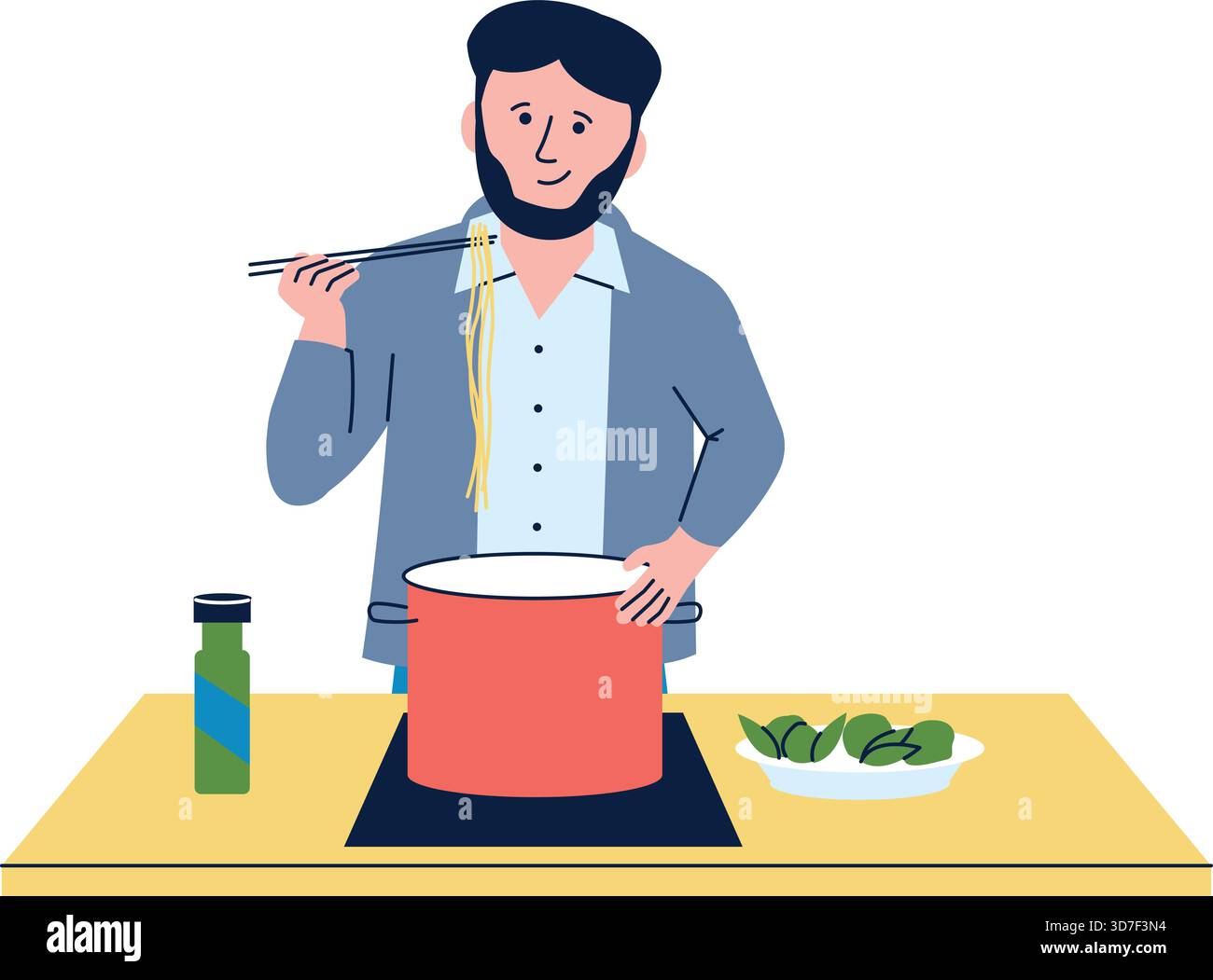 Man with noodles Stock Vector Images - Alamy