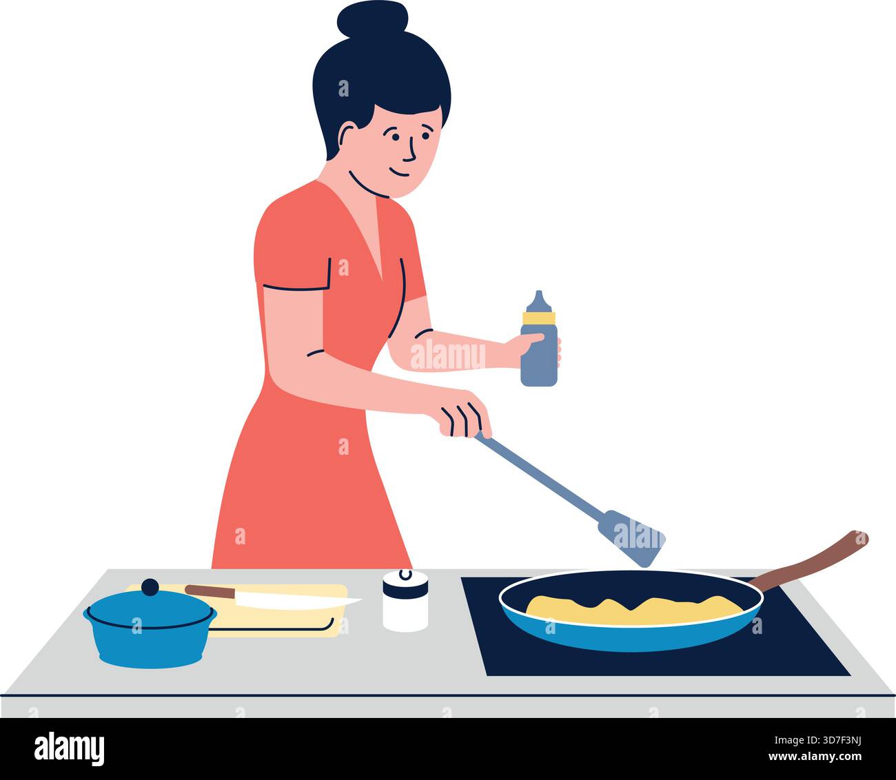 Housewife cooking cake in Stock Vector Images - Alamy
