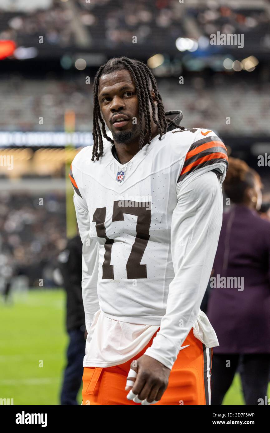 Cleveland Browns linebacker Jerome Baker (17) walks off the field after ...