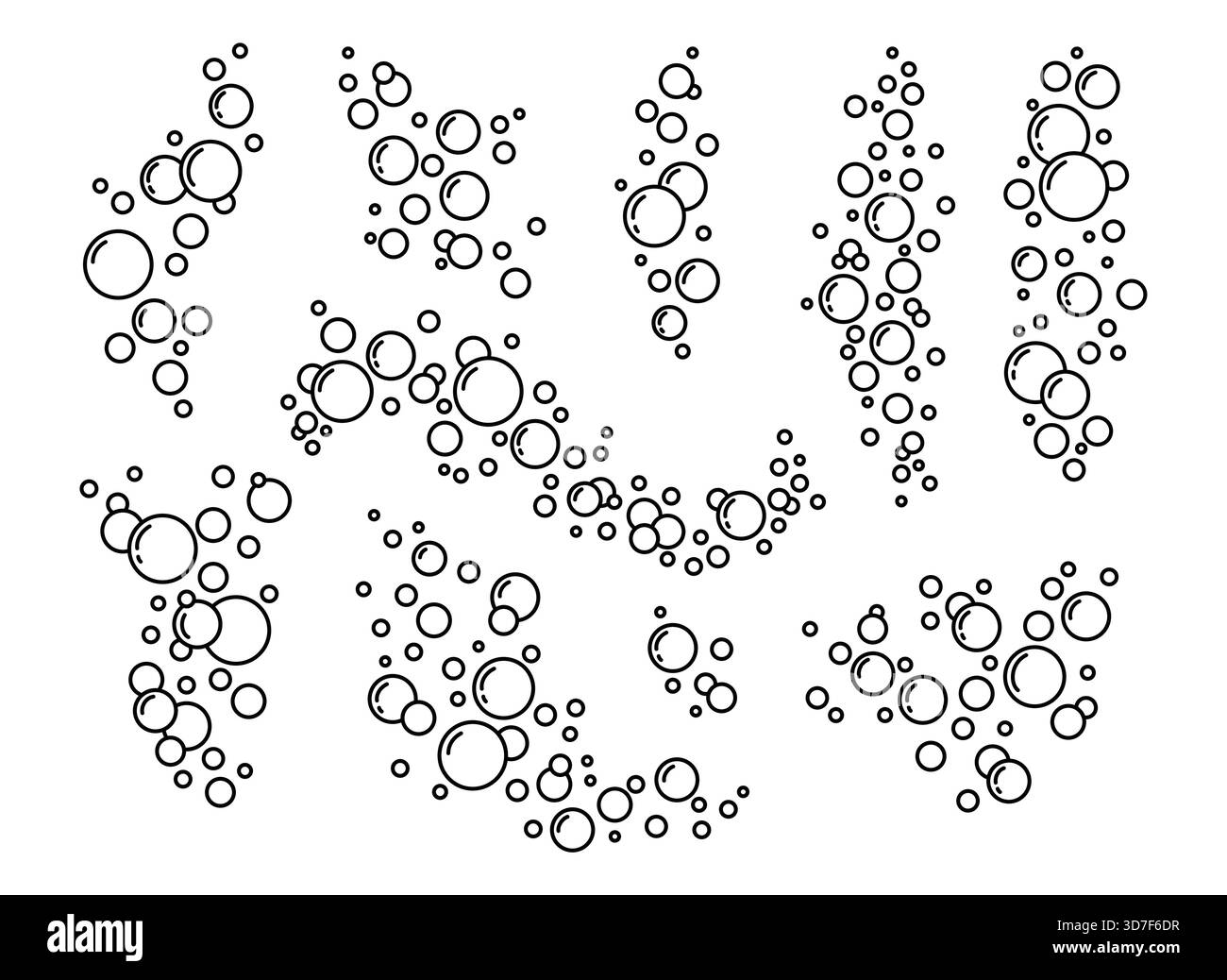 Water bubble line icons. Soap or foam cleaning or laundry outline ...