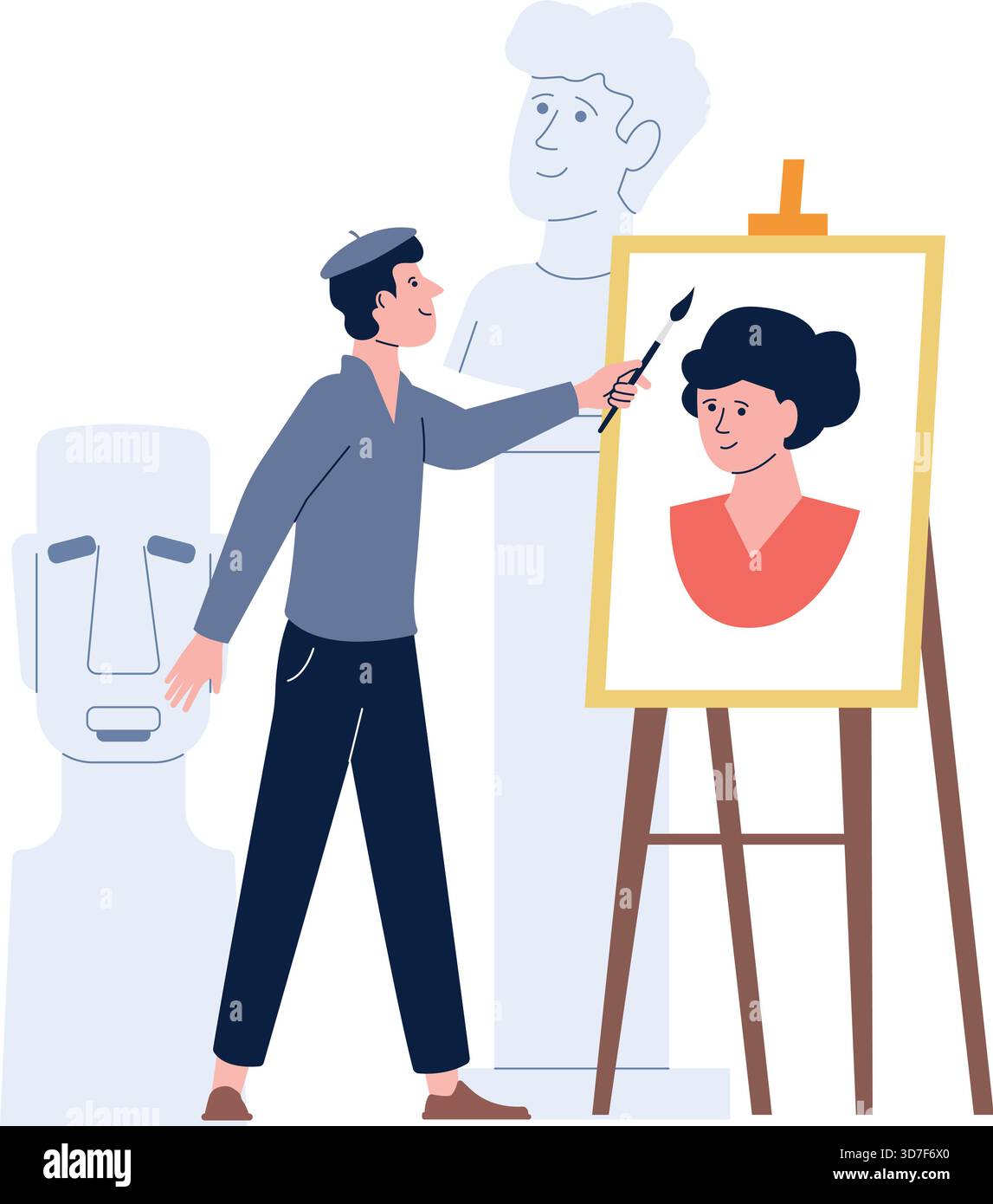 Young woman painting canvas in Stock Vector Images - Alamy