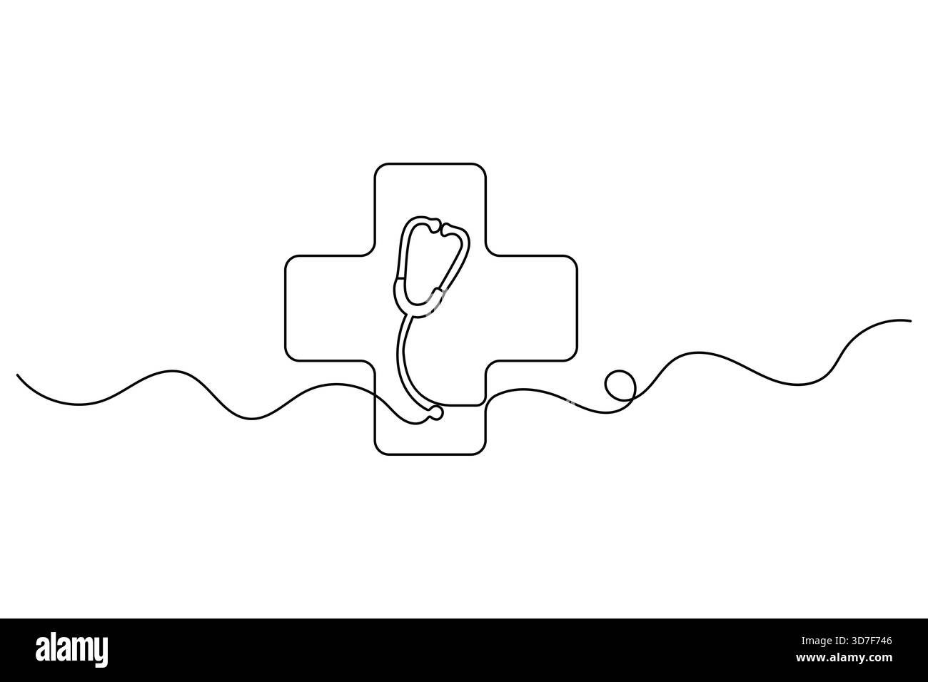 Continuous linear drawing hospital Black and White Stock Photos ...