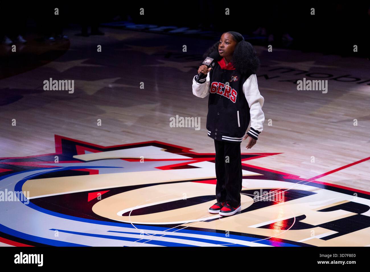 Mariah Rae performs the National Anthem prior to an NBA basketball game ...
