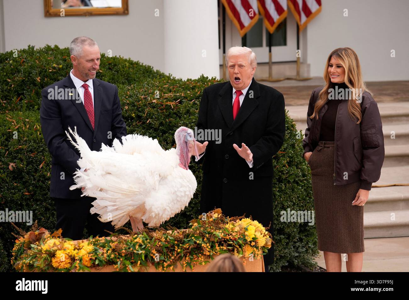 US President Donald Trump and first lady Melania Trump participate in ...