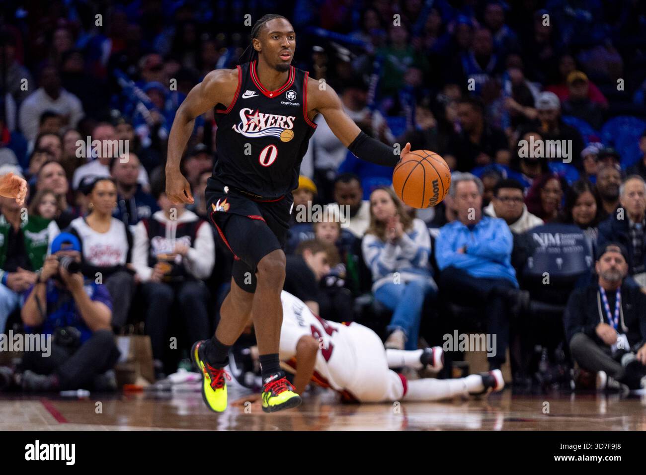 Philadelphia 76ers' Tyrese Maxey in action during an NBA basketball ...