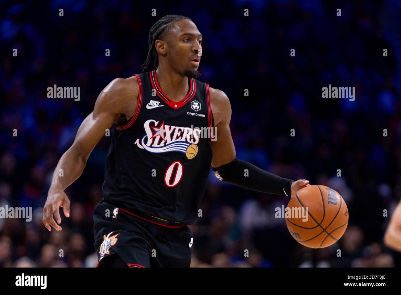 Philadelphia 76ers' Tyrese Maxey in action during an NBA basketball ...
