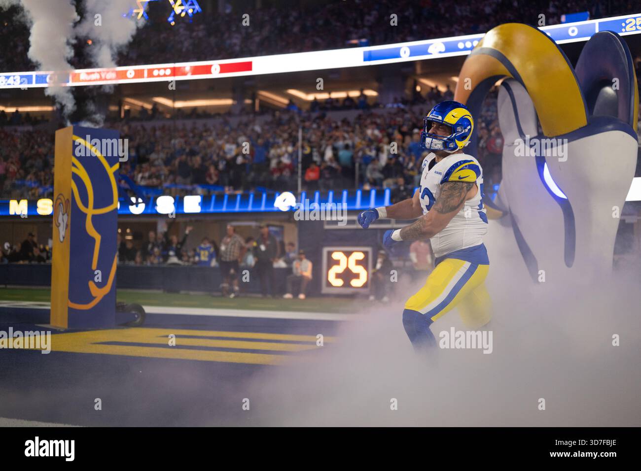 Los Angeles Rams linebacker Nate Landman (53) enters the field before ...