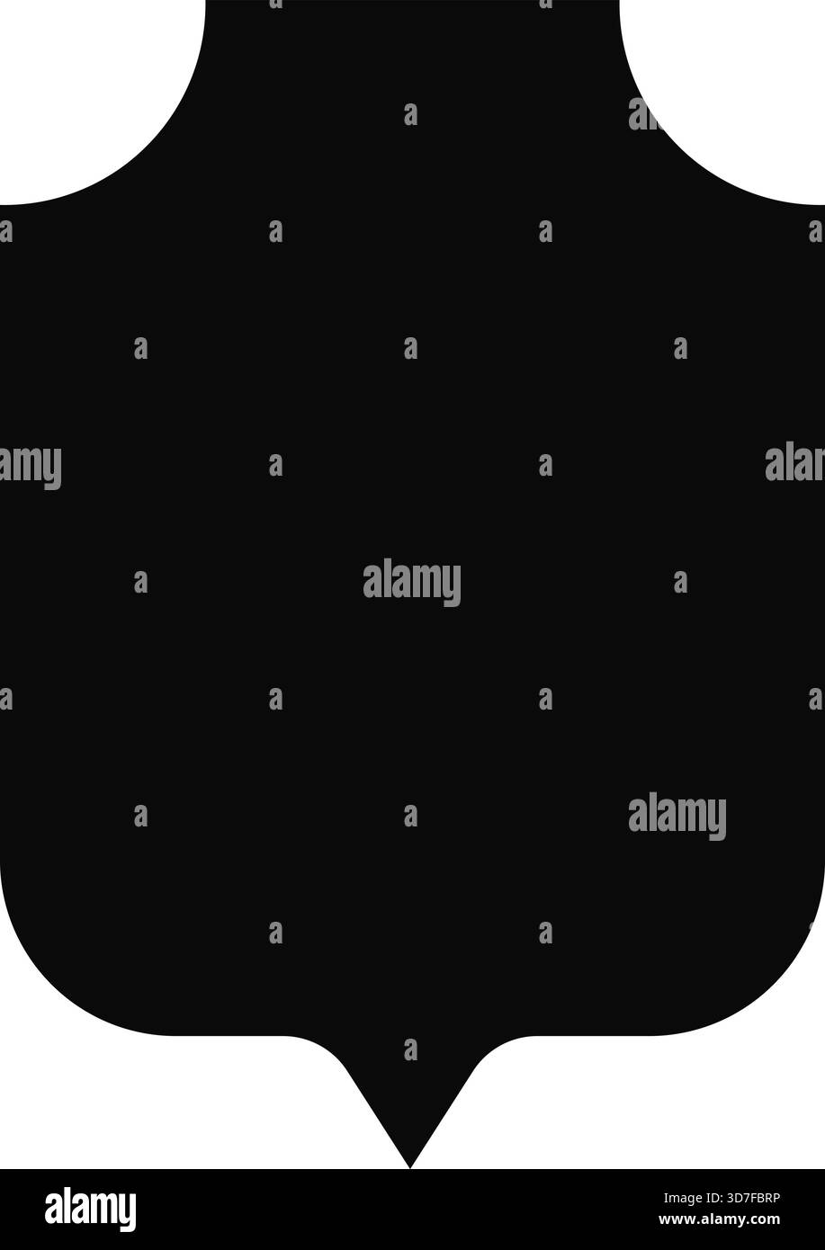 Black silhouette of a robust iron shield with reinforced edges and a ...