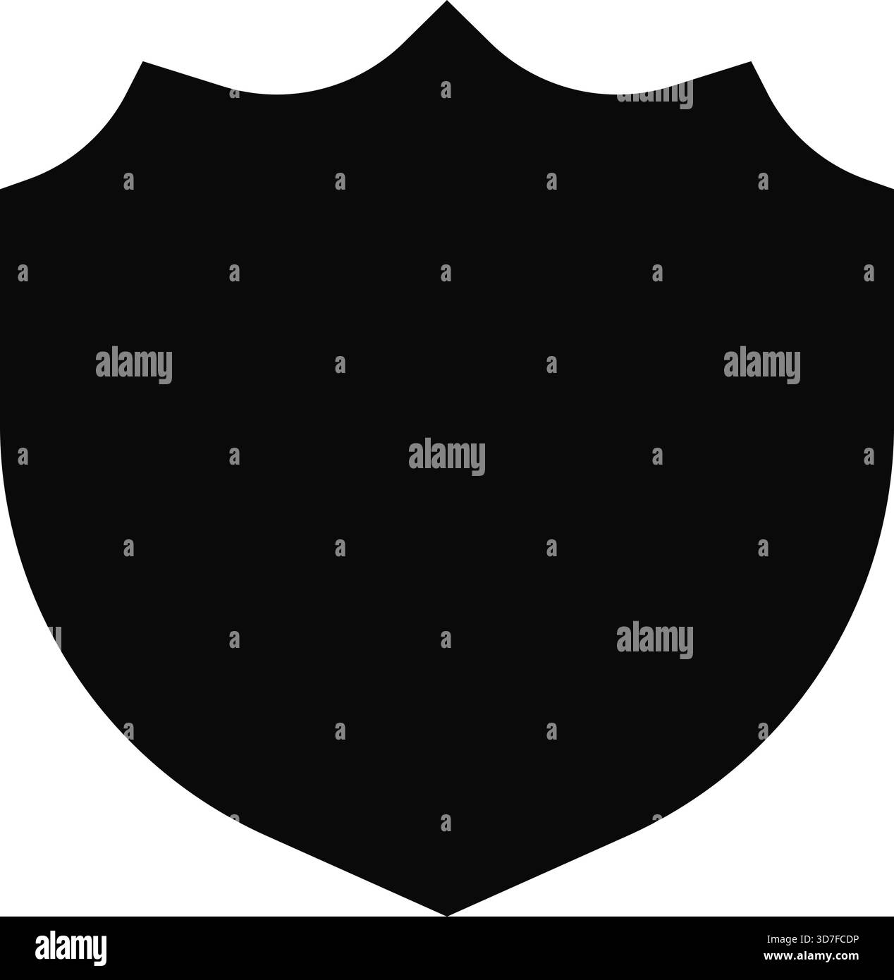 Solid black silhouette of a shield with a structured, reinforced frame ...