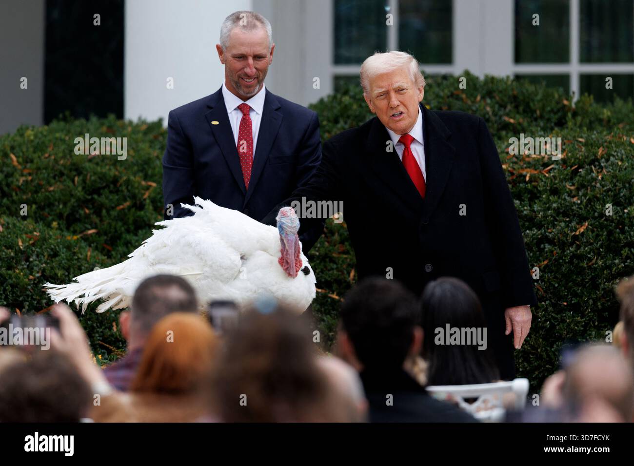 US President Donald Trump pardons a turkey named Gobble during a ...
