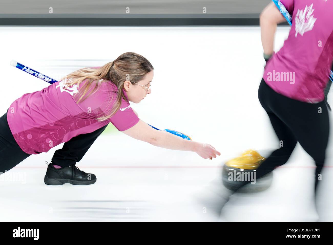 Christina Black throws a rock during Canadian Olympic curling trials ...
