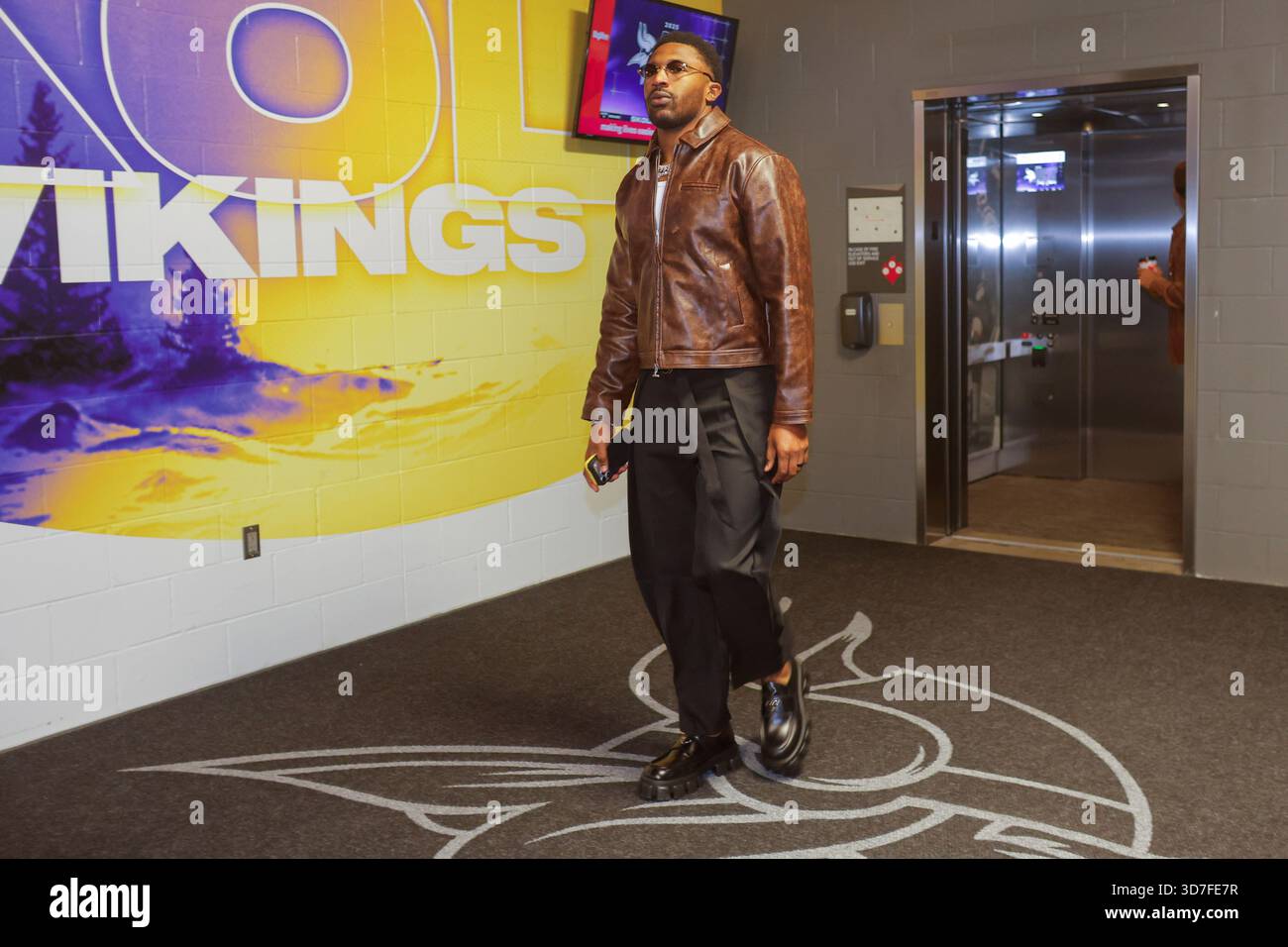 Minnesota Vikings linebacker Jonathan Greenard arrives at the stadium ...