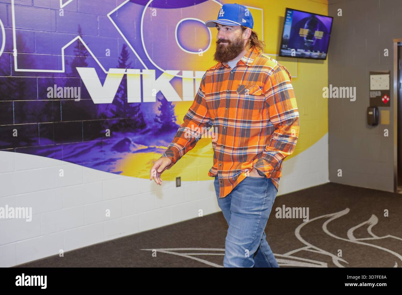 Minnesota Vikings linebacker Tyler Batty arrives at the stadium before ...
