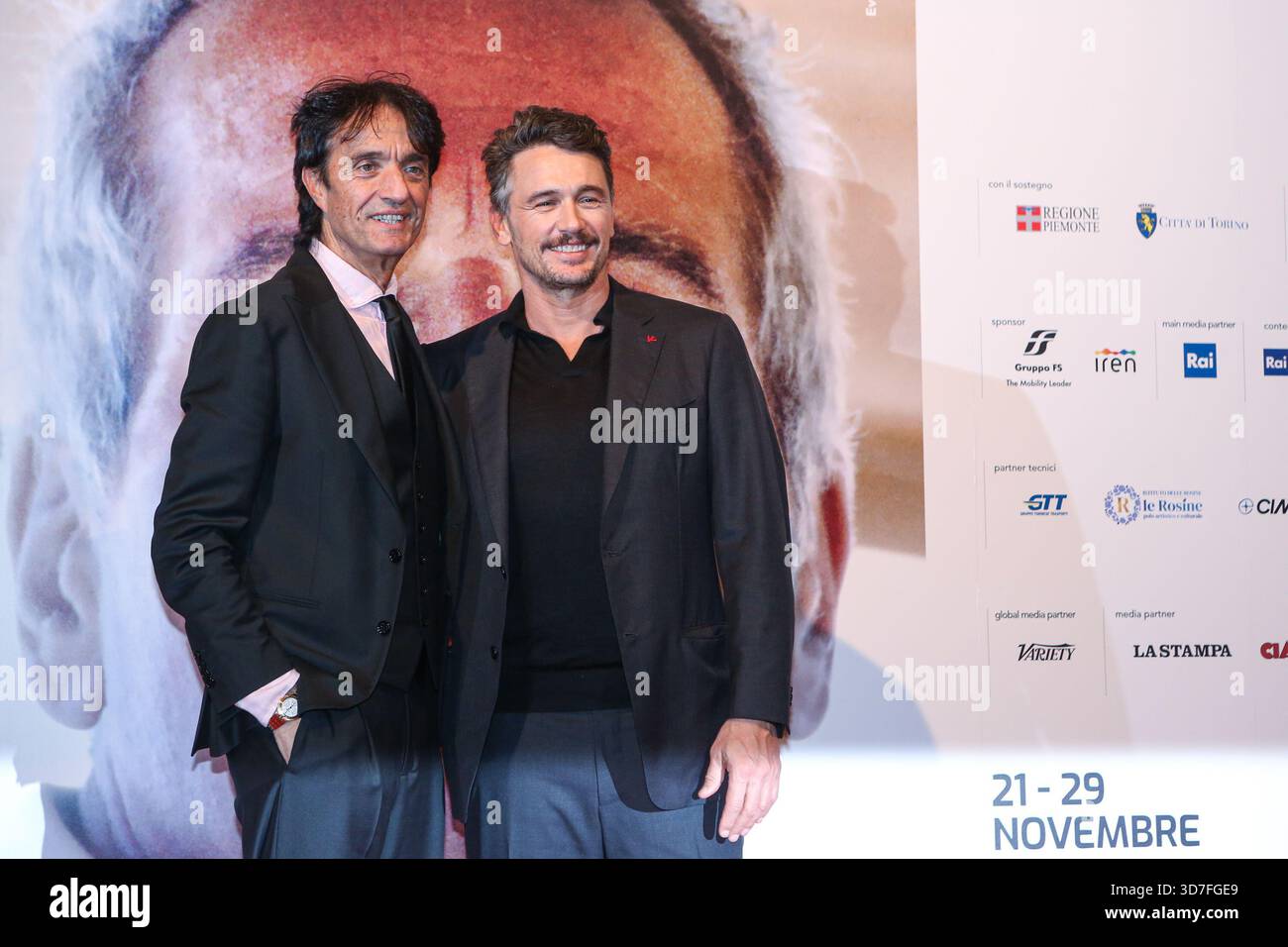 Giulio Base (L) and James Franco (R) attend the photo call on Day 5 of ...