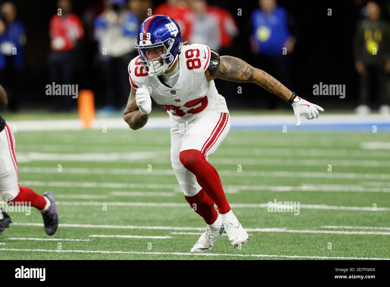 New York Giants wide receiver Isaiah Hodgins (89) runs a route on ...