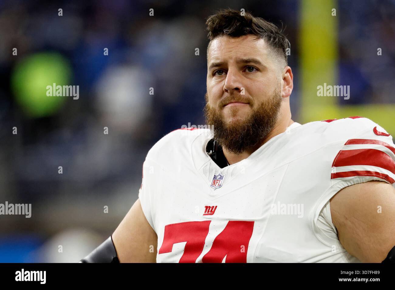 New York Giants guard Greg Van Roten (74) looks on against the Detroit ...