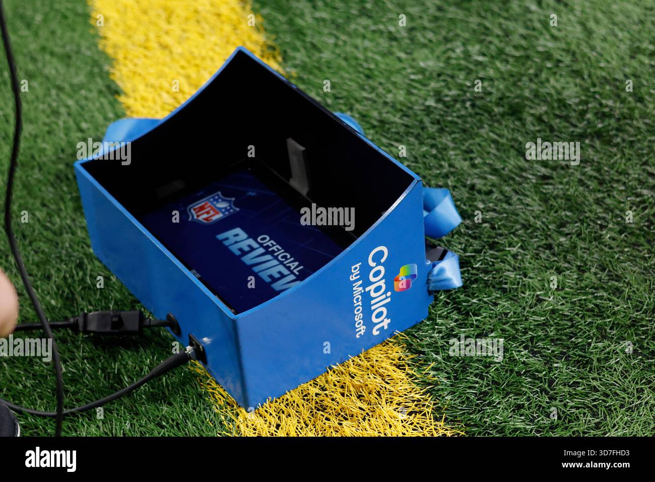 Microsoft CoPilot replay monitor on the sideline during an NFL football ...