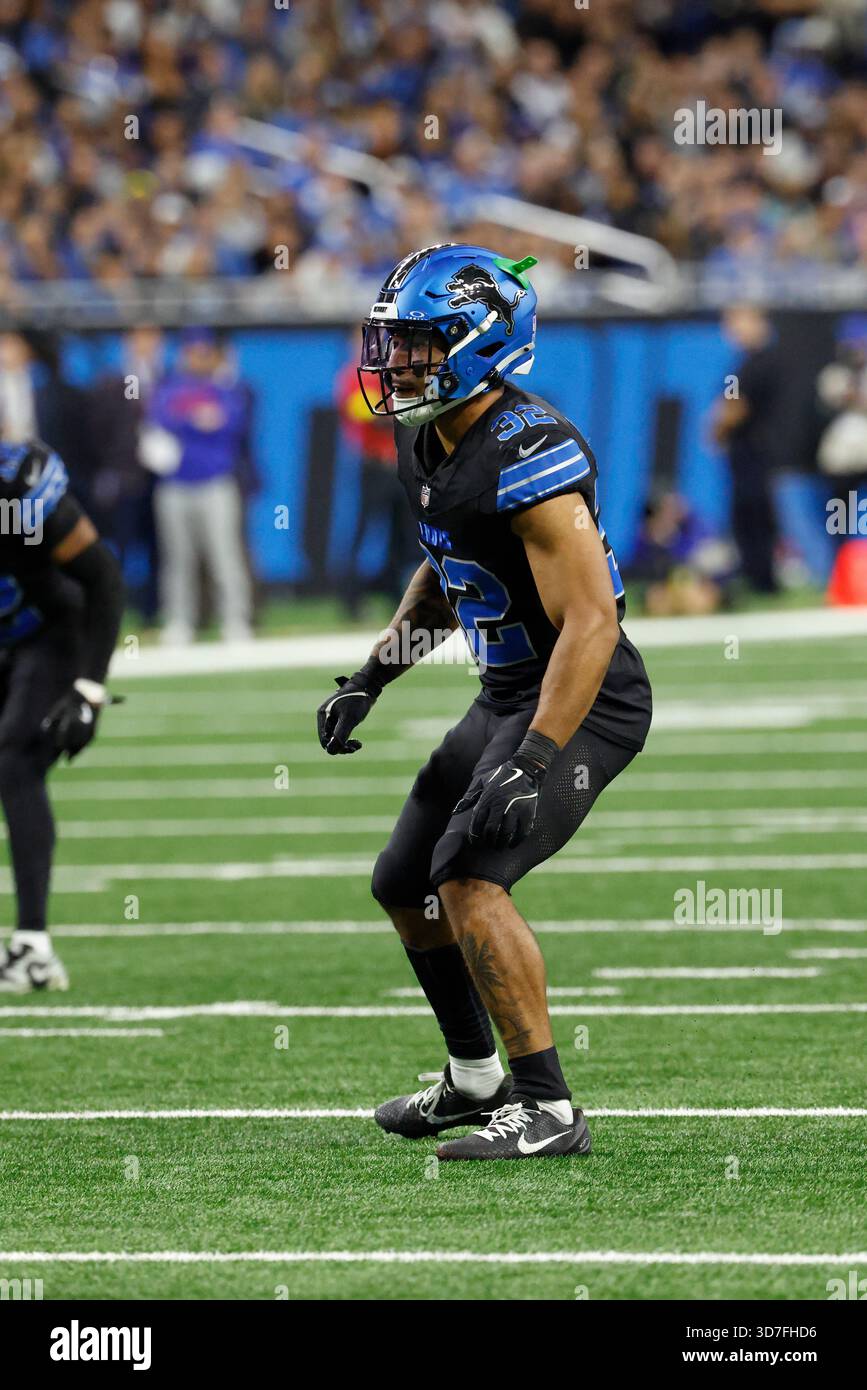 Detroit Lions safety Brian Branch (32) pursues a play on defense ...