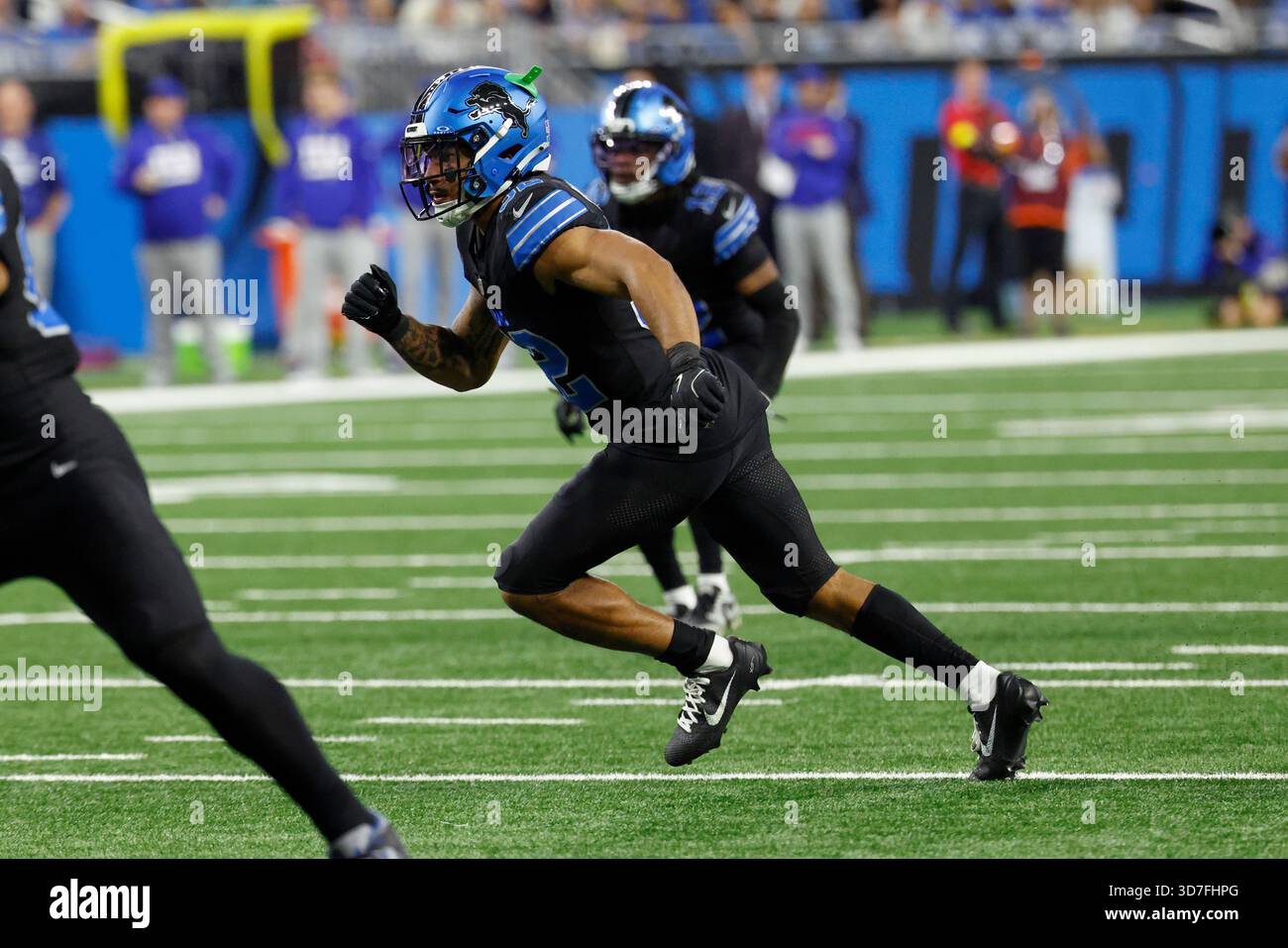 Detroit Lions safety Brian Branch (32) pursues a play on defense ...