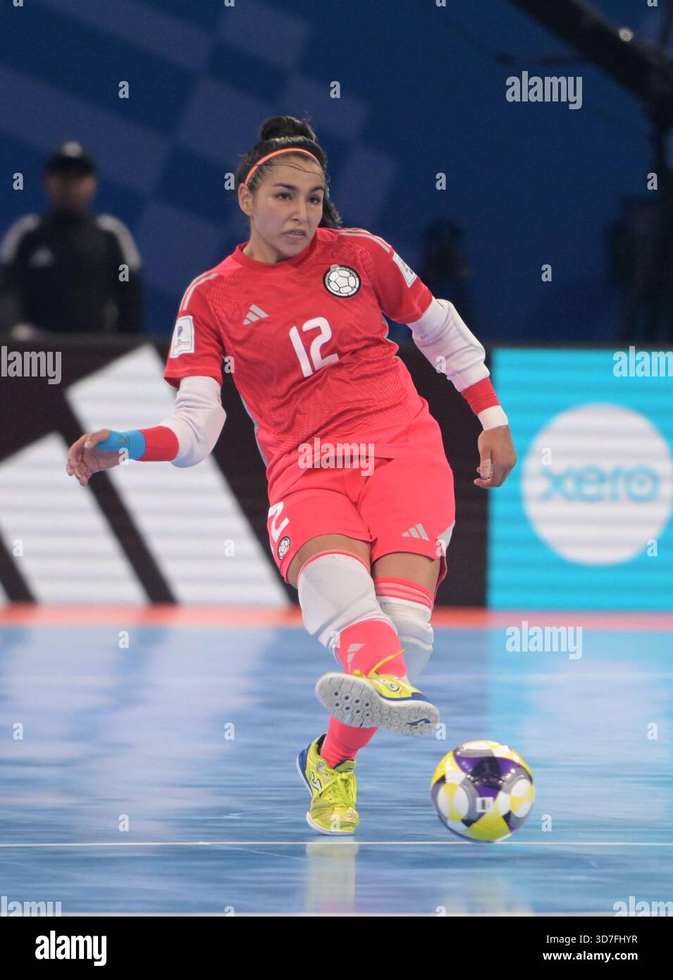 Allison Gineth Olave Riano of Colombia Women Futsal team pass the ball ...