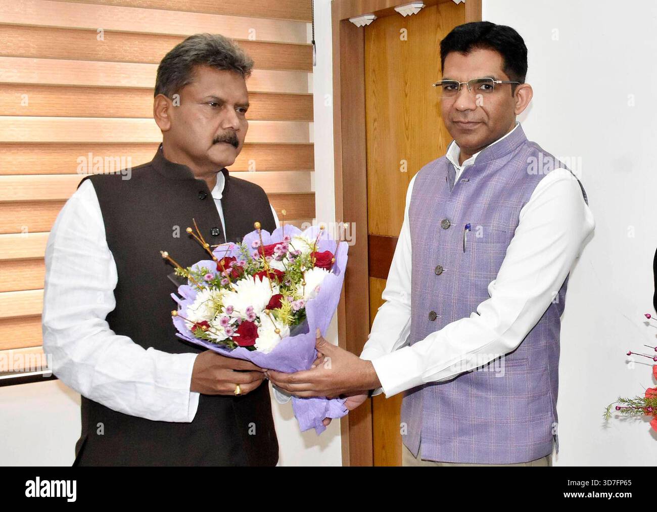 PATNA, INDIA - NOVEMBER 25: Bihar Education Minister Sunil Kumar taking ...
