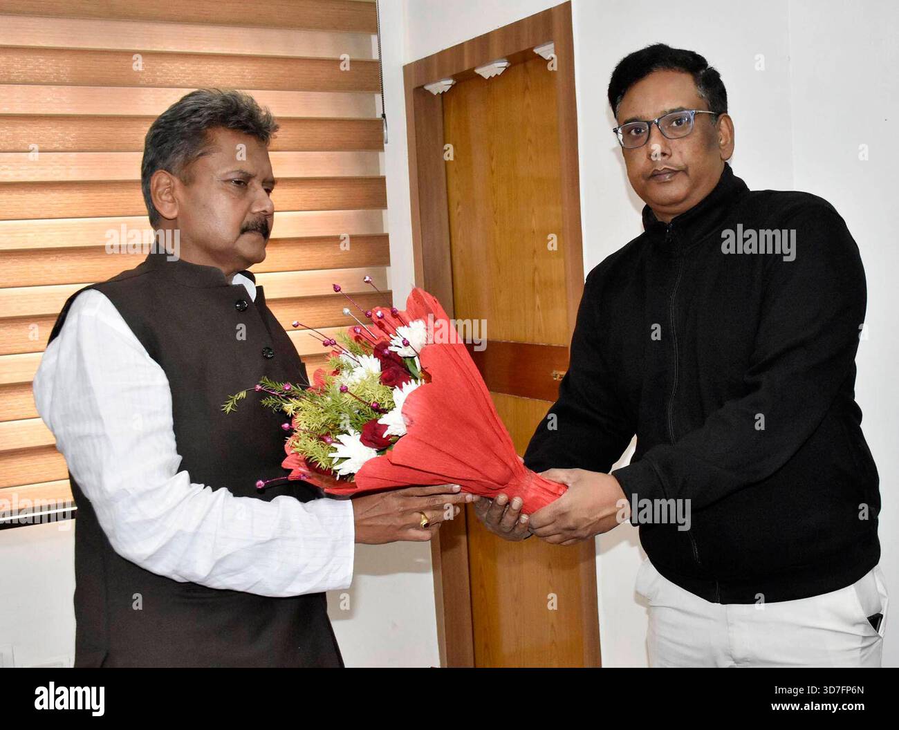 PATNA, INDIA - NOVEMBER 25: Bihar Education Minister Sunil Kumar taking ...