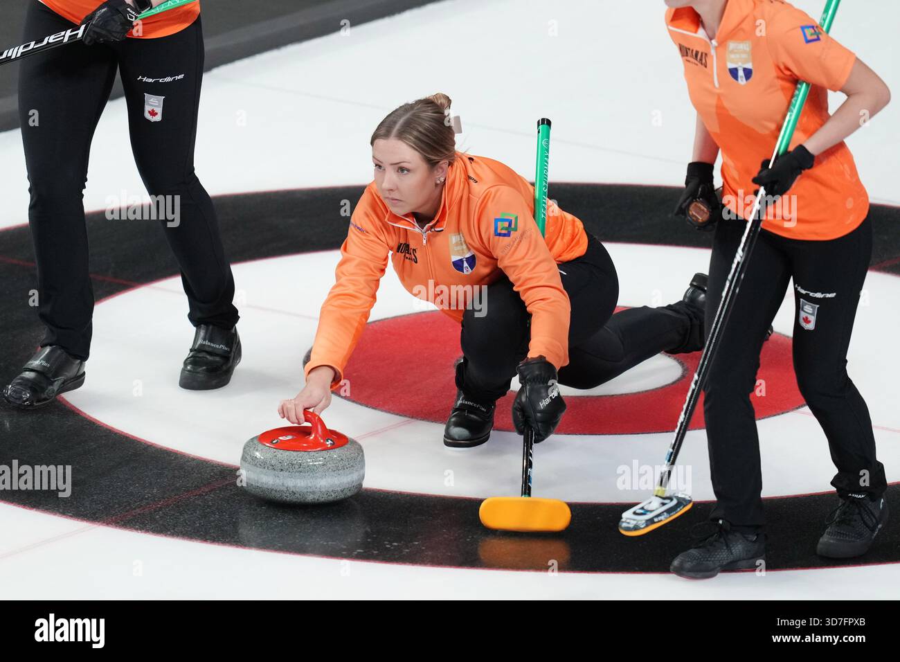 Selena Sturmay throws a rock during Canadian Olympic curling trials ...