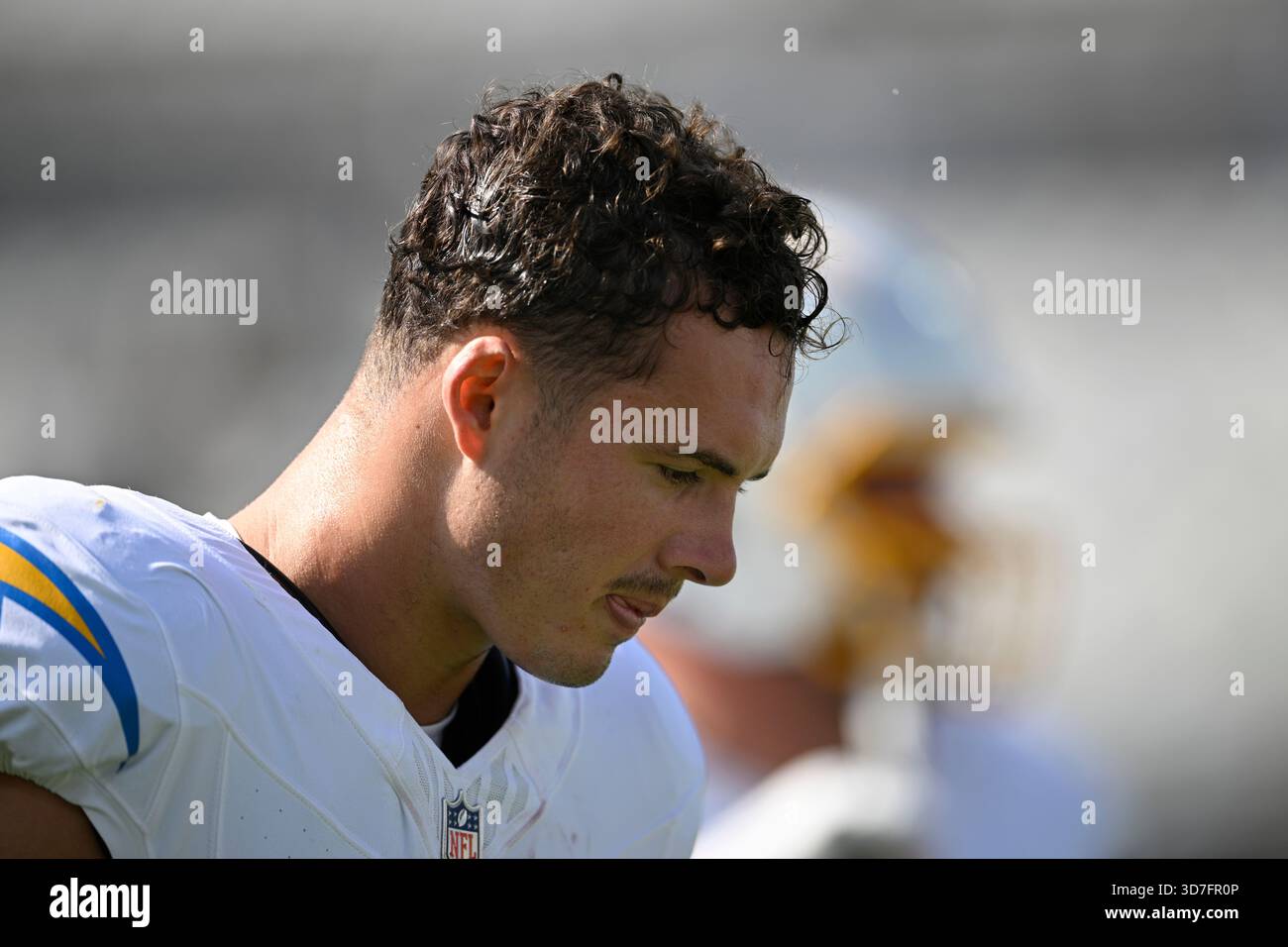 Los Angeles Chargers wide receiver Ladd McConkey leaves the field after ...