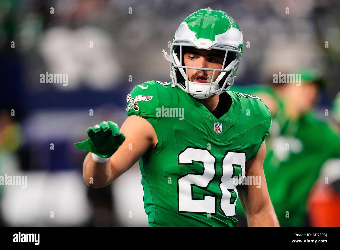 Philadelphia Eagles running back Will Shipley warms up before an NFL ...