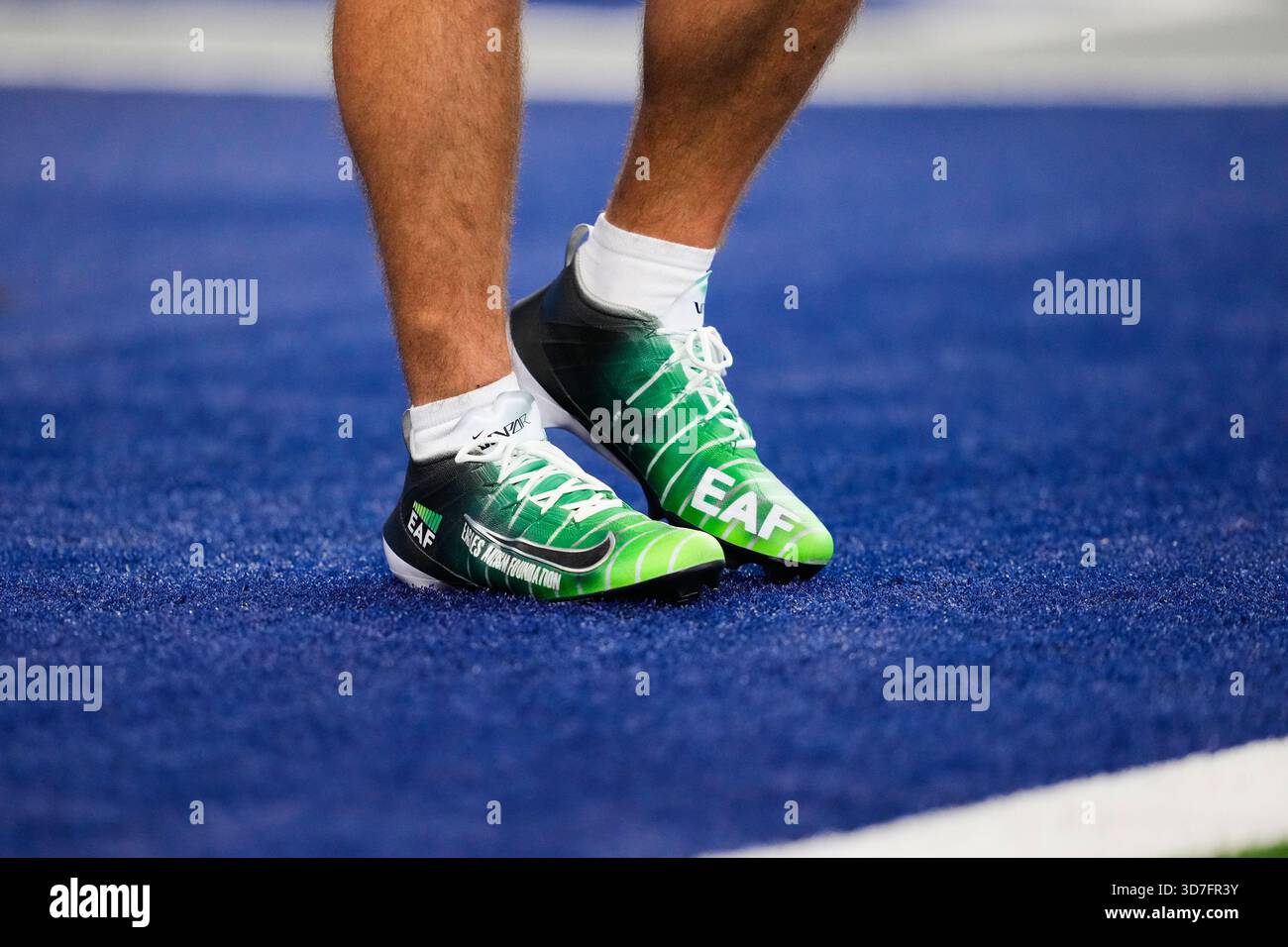 The cleats of Philadelphia Eagles running back Will Shipley are shown ...